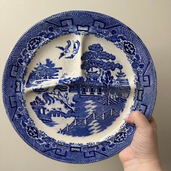 Vintage | Kitchen | Vintage Blue Willow Partitioned Dinner Plate Made ...